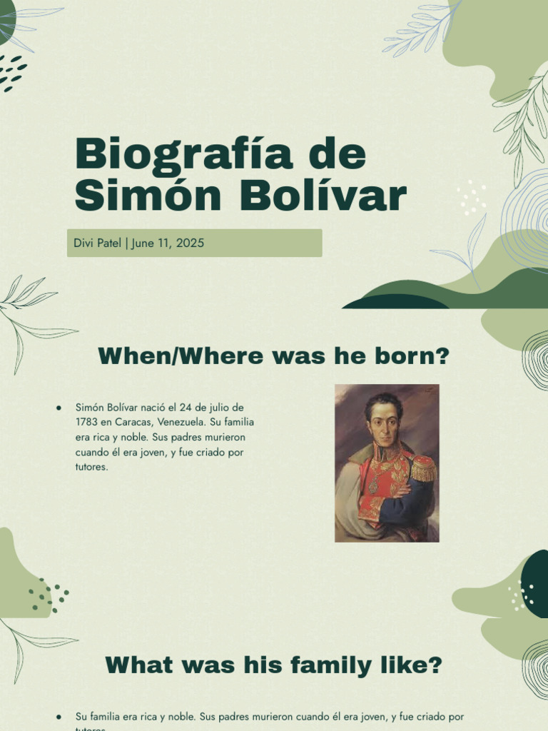 Biografía de Simón Bolívar: El Libertador | PDF