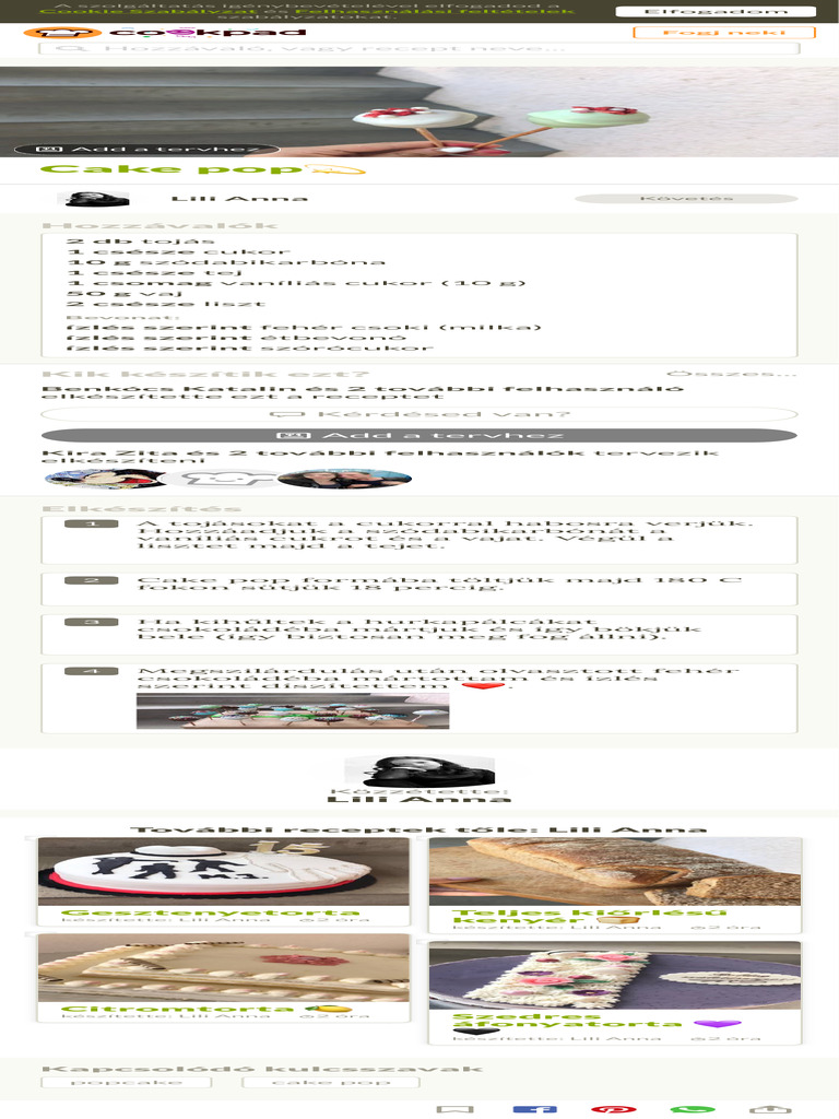 Cake Pop? Lili Anna Receptje - Cookpad Receptek | PDF