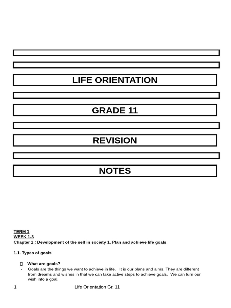 gr11-life-orientation-revision-notes | PDF | Reason