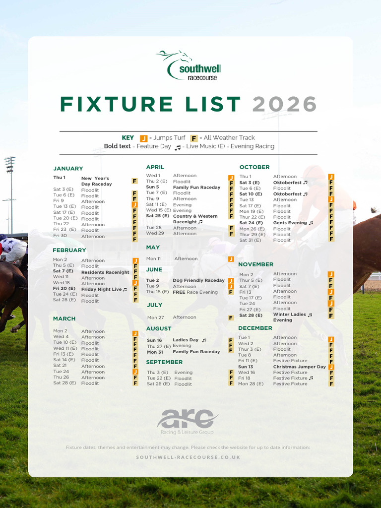Southwell Racecourse 2026 Fixture List | PDF