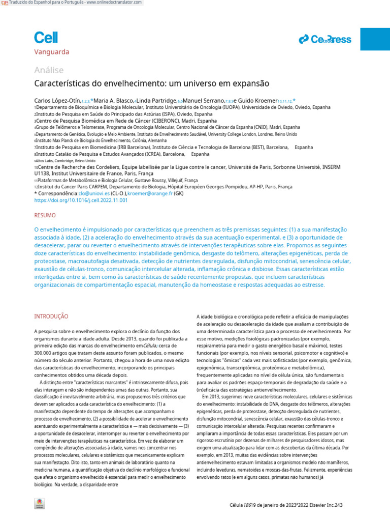The Hallmarks of Aging (expanded).es.pt | PDF | Reparação de DNA ...