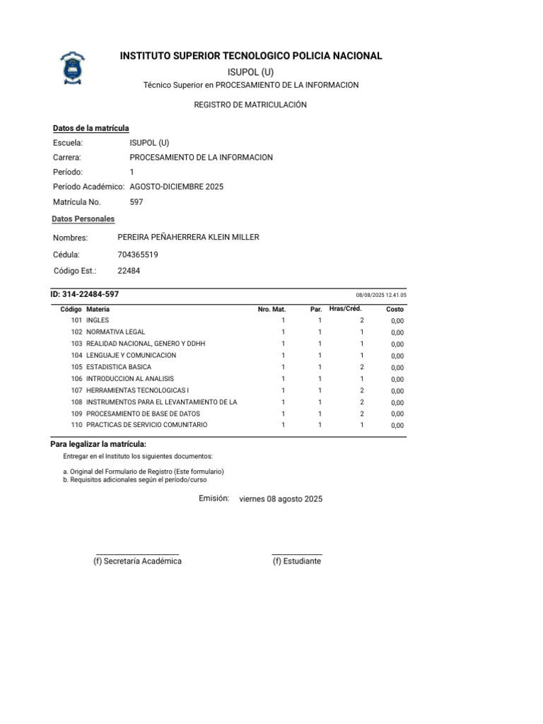 Sgop.pereiraKlein CertificadoMatricula Prop.jsp | PDF