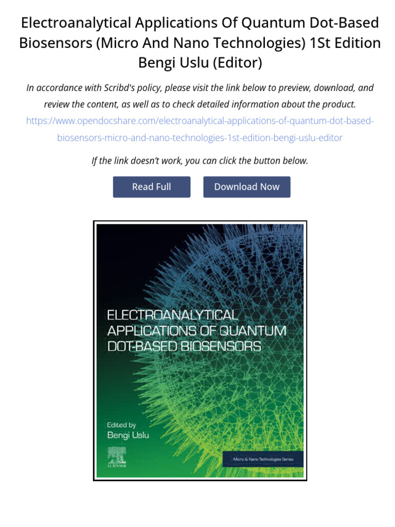 Electroanalytical Applications of Quantum Dot-Based Biosensors (Micro ...