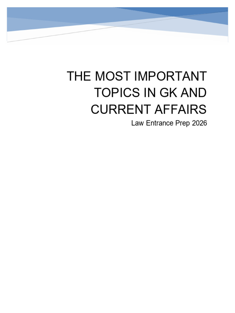 Key Topics in GK & Current Affairs 2026 | PDF | Treaty | Dalit