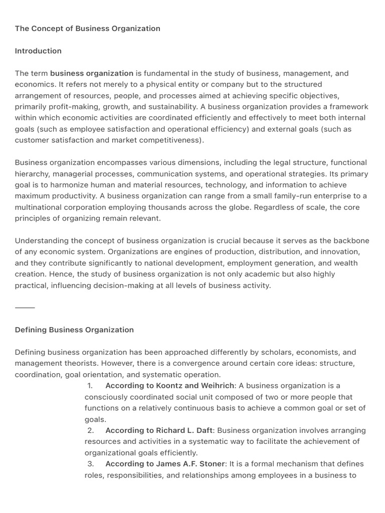 Understanding Business Organization Concepts | PDF | Business ...