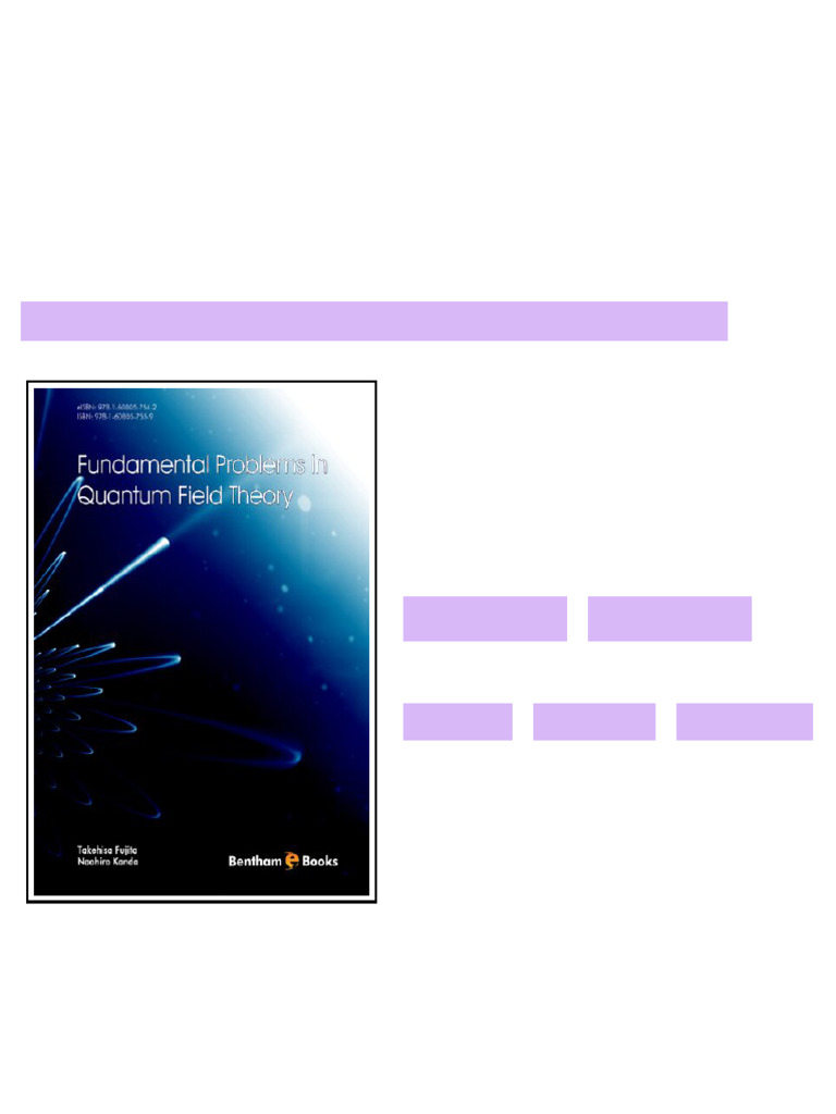 Fundamental Problems In Quantum Field Theory T Fujita ebook non stop ...