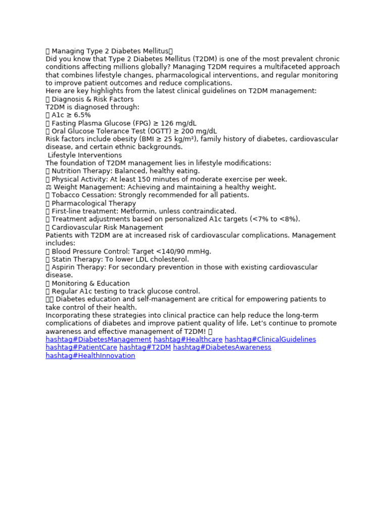 ? Managing Type 2 Diabetes Mellitus? | PDF
