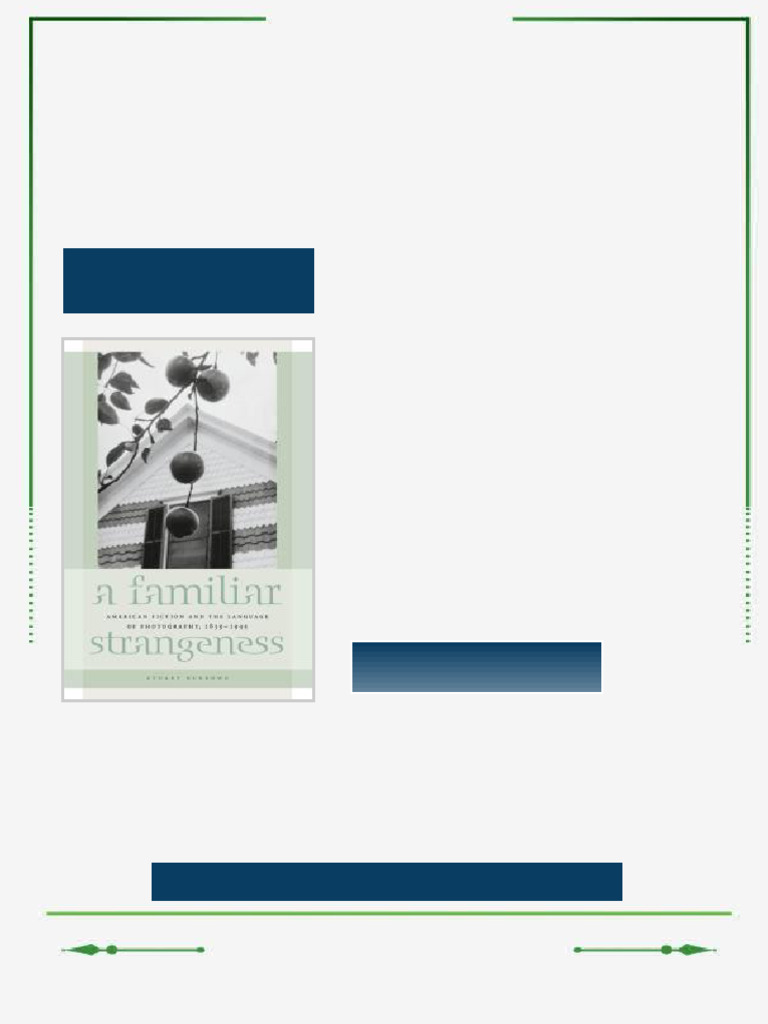 A Familiar Strangeness American Fiction and the Language of Photography ...