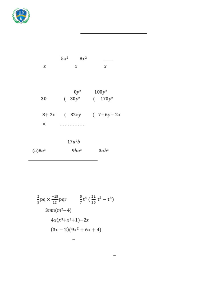CL8 Ch8 Algebraic Expressions | PDF