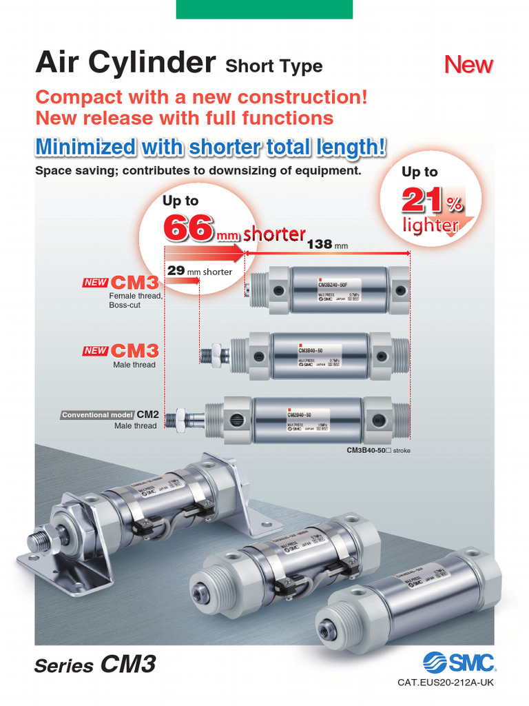 Compact Air Cylinder Series CM3 Features | PDF | Bipolar Junction ...