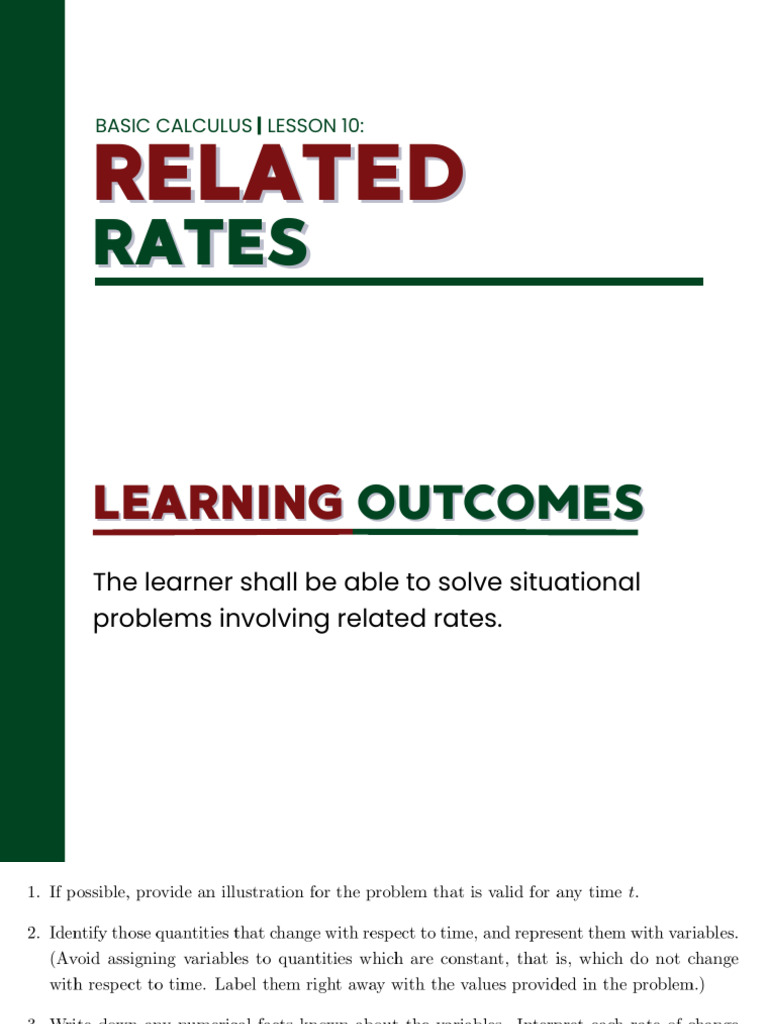 Lesson 10 Related Rates | PDF