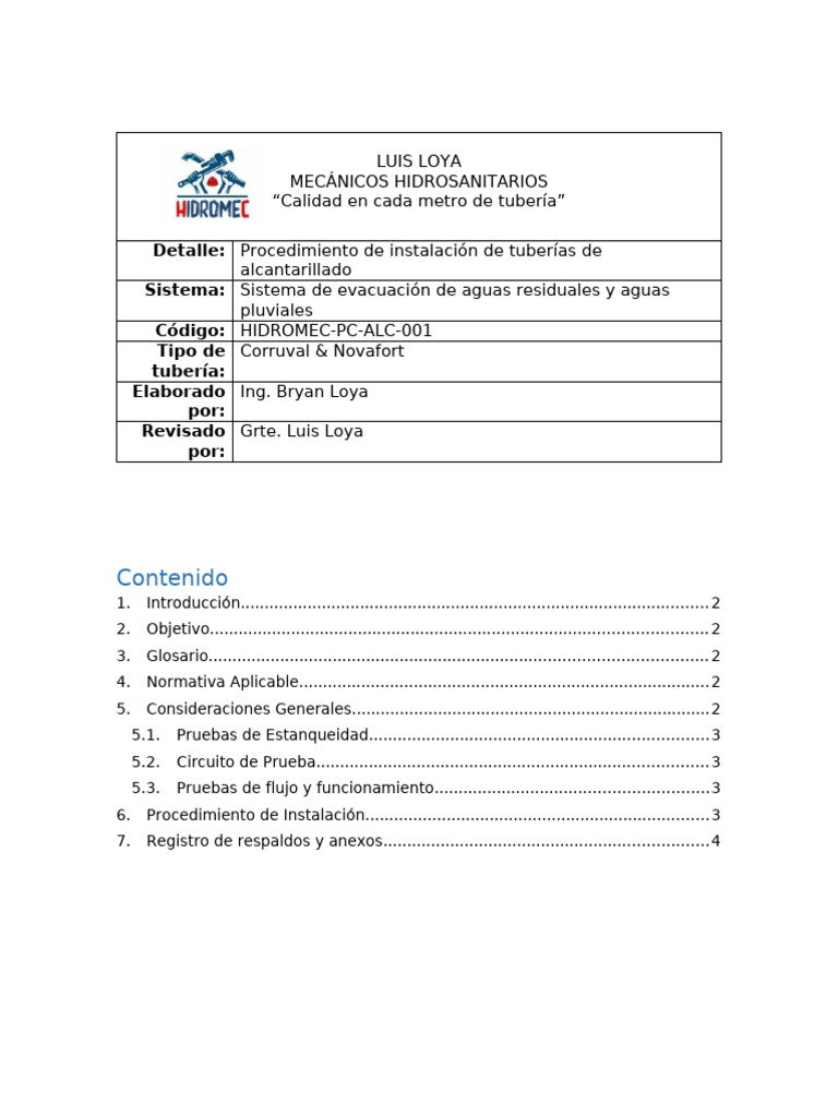 Hidromec Pc Alc 001 | PDF | Tubería (transporte de fluidos ...