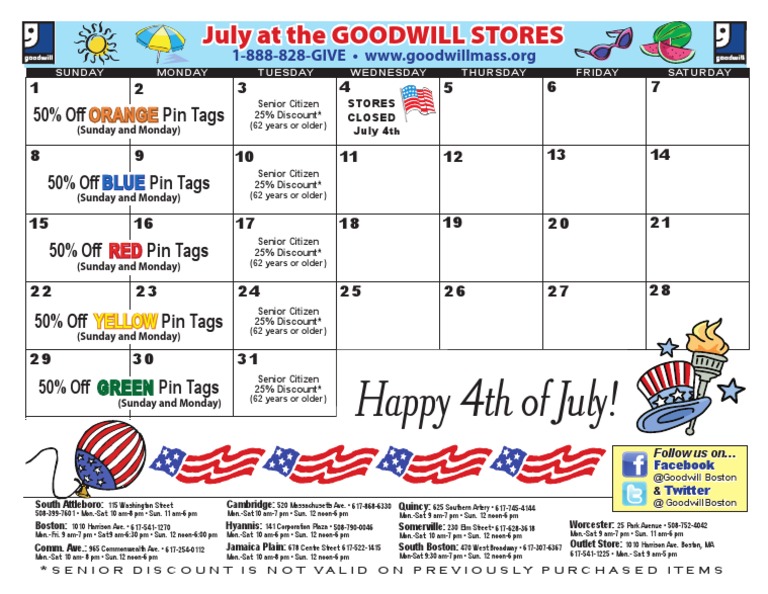 Goodwill Calendar July 2023 | PDF