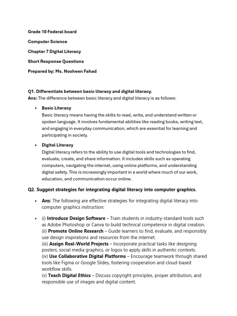 Grade 10 Digital Literacy Insights | PDF | Facebook | Graphics