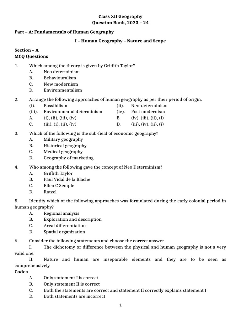 Class XII Geography | PDF | Agriculture | Geography