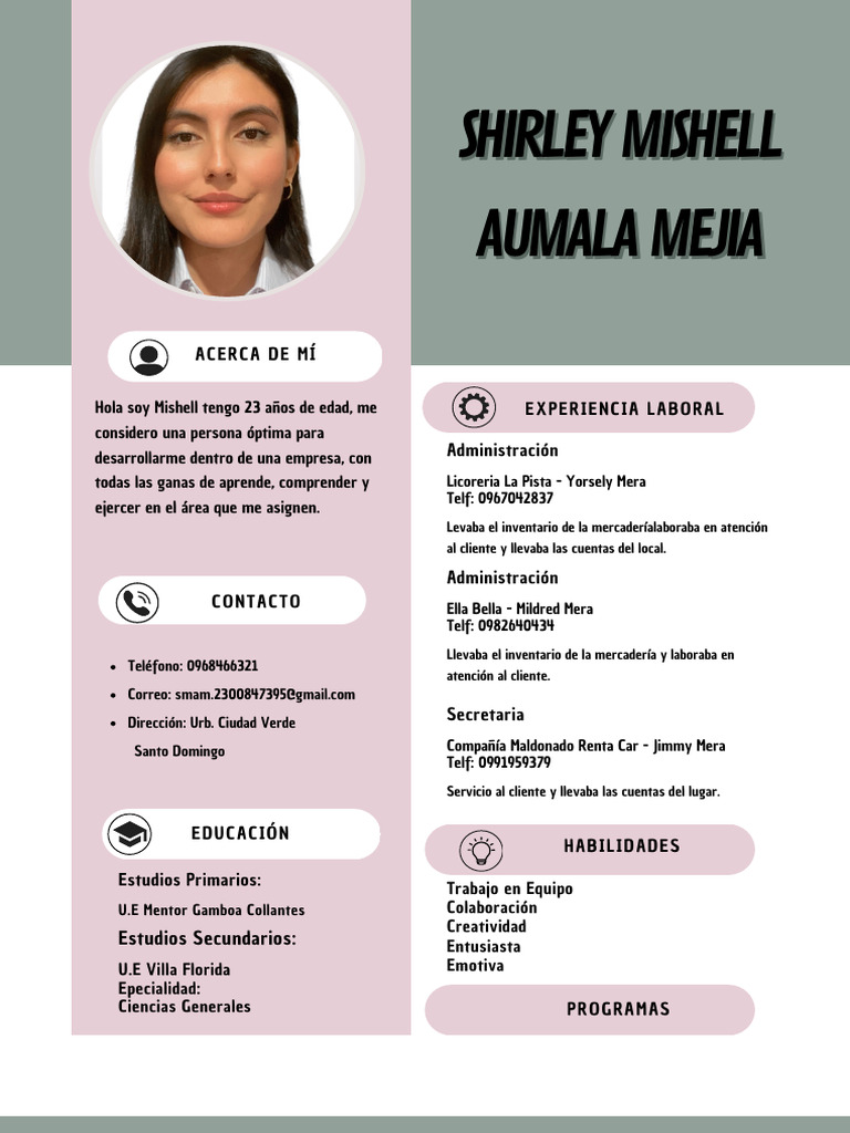 Curriculum Mishell Aumala | PDF