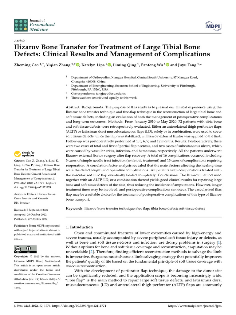 Ilizarov_Bone_Transfer_for_Treatment_of_Large_Tibi | PDF | Wound ...