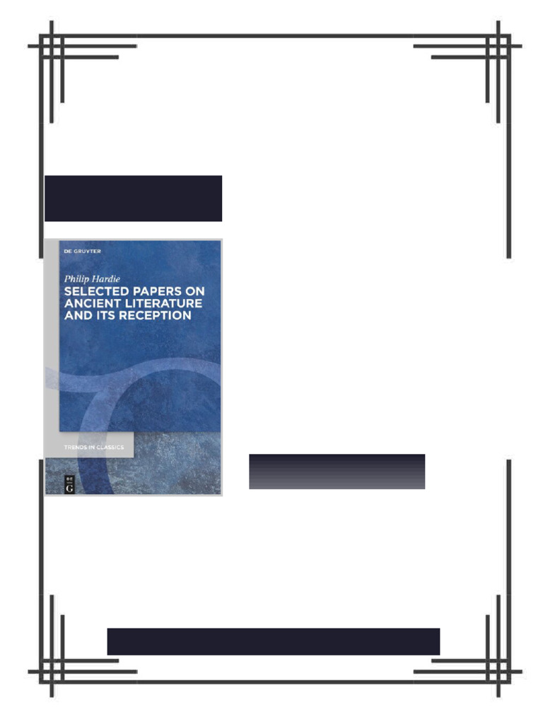 Selected Papers on Ancient Literature and its Reception 2 Bände mit 1 ...