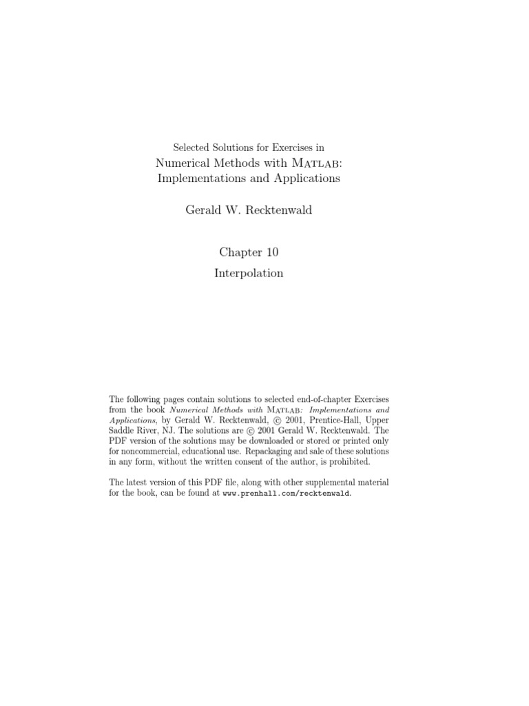 Numerical Methods With Matlab - ch10 - Solution | PDF | Interpolation ...