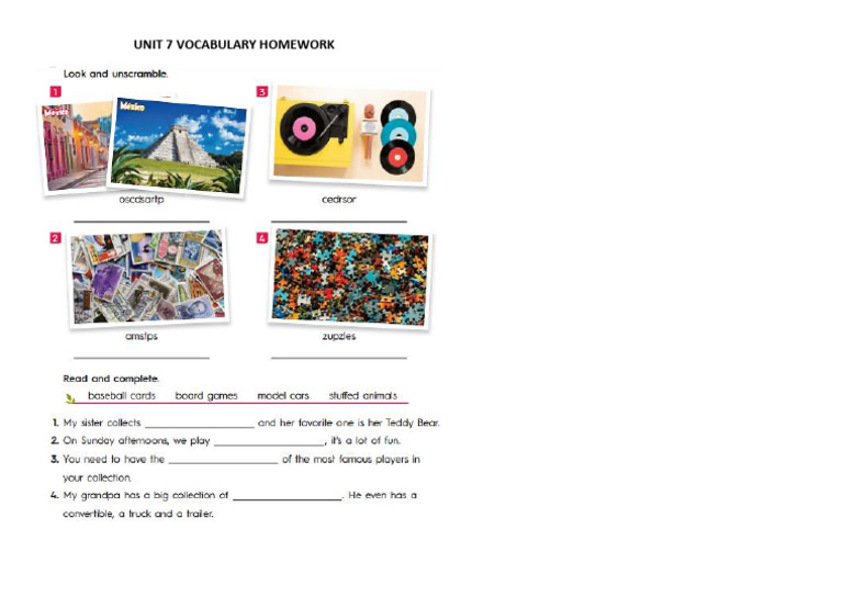Unit 7 Vocabulary Homework 5th Grade (4) | PDF
