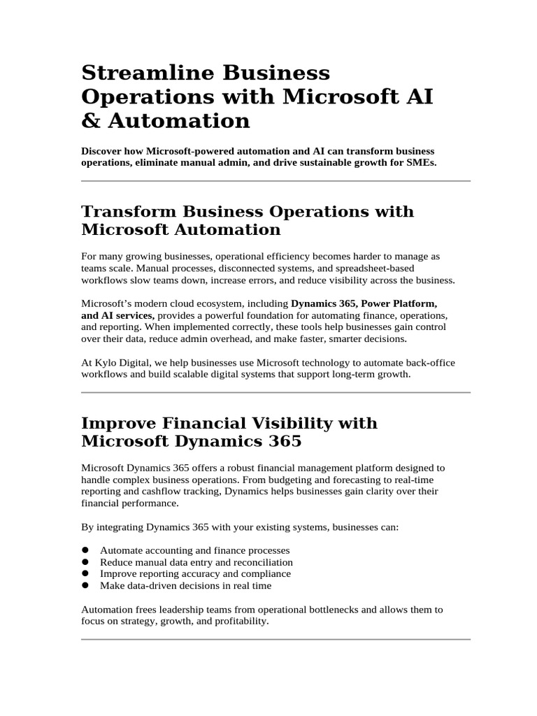 Streamline Business Operations With Microsoft AI - Blog 1 | PDF ...