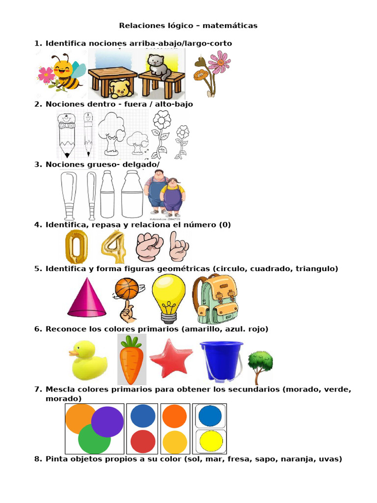 Cuestionario Para Inicial Tema Naturales, Matemáticas, Etc | PDF