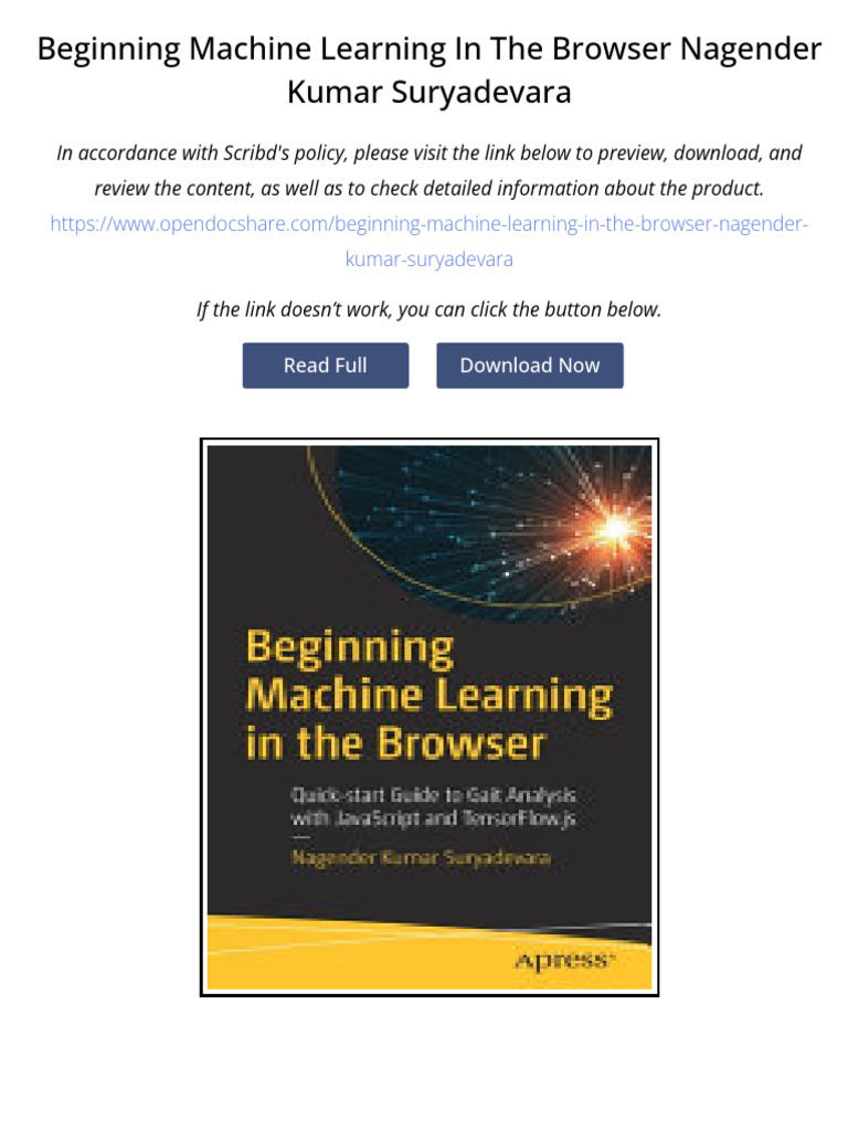 Beginning Machine Learning in the Browser Nagender Kumar Suryadevara | PDF