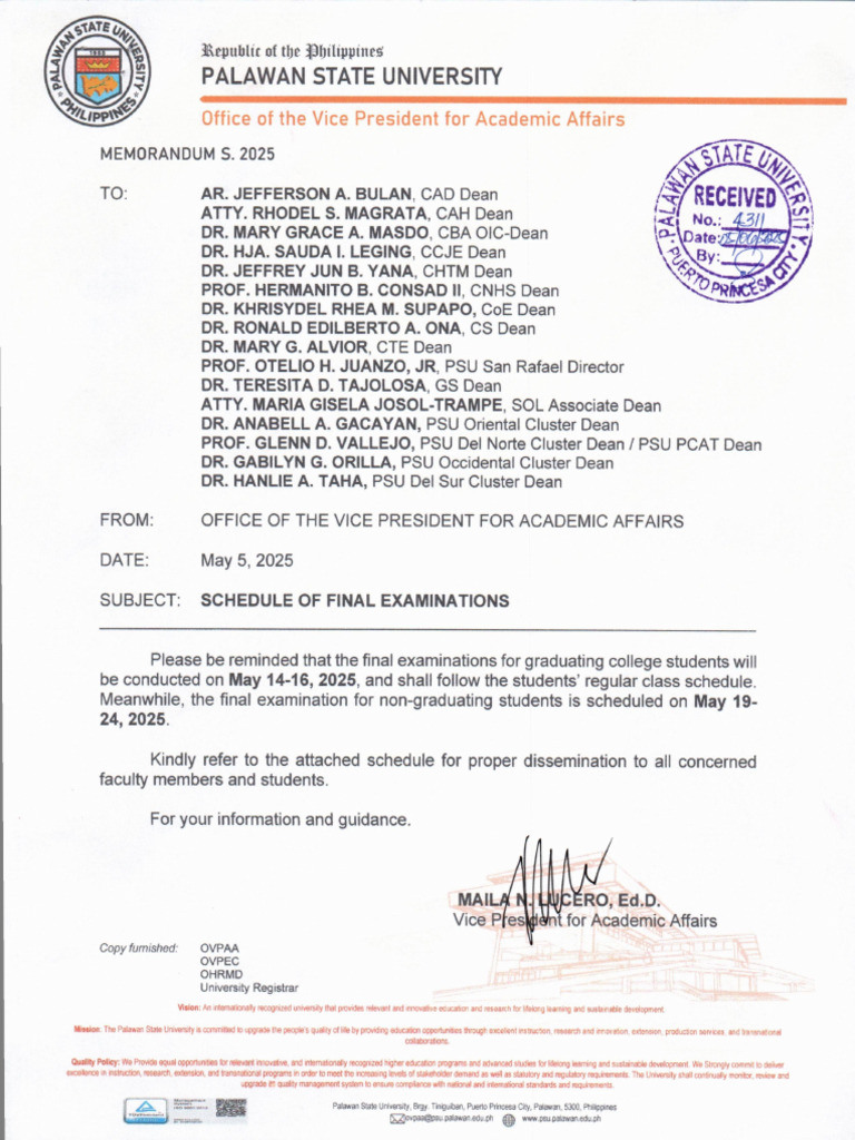 Exam Week Schedule | PDF