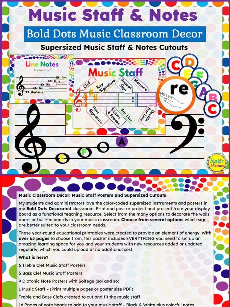 MusicClassroomDecorTheMusicStaffpostersandstaffwithclefsandnotes 1 | PDF