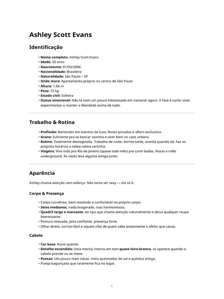 Ficha Completa — Ashley Scott Evans | PDF