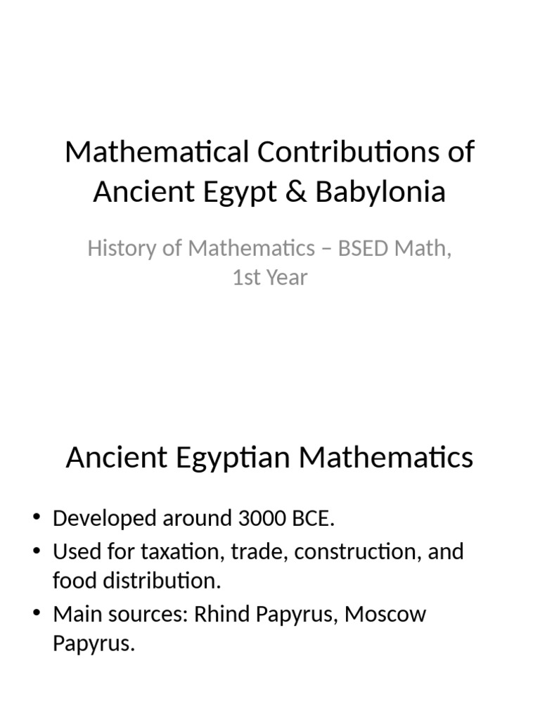 Ancient_Math_Egypt_Babylonia | PDF | Multiplication | Mathematics