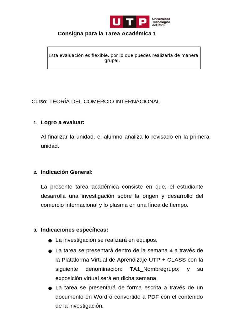 ? (AC - 02) Semana 02 -Tarea Académica 1 - TEORÍA DEL COMERCIO INTERNACIONAL .... | PDF