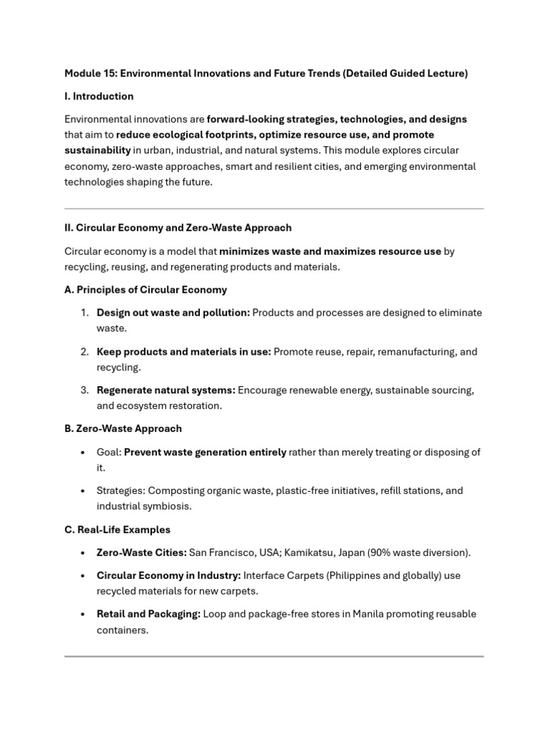 Environmental Innovations and Future Trends | PDF | Distributed ...