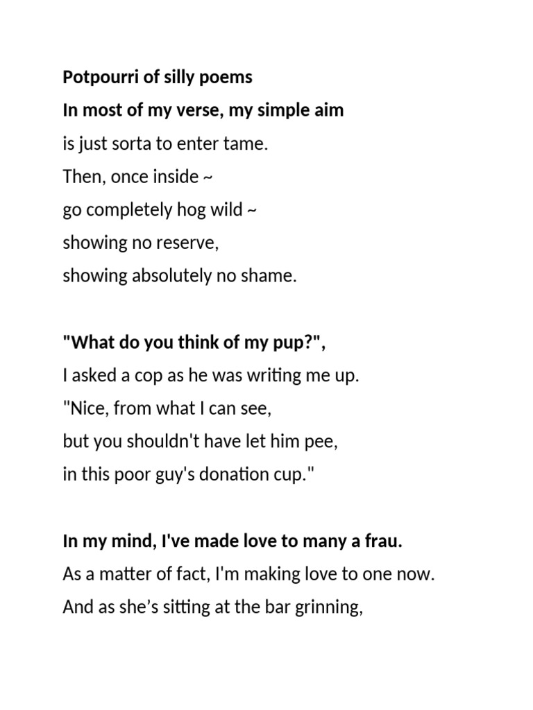 Potpourri of Silly Poems | PDF