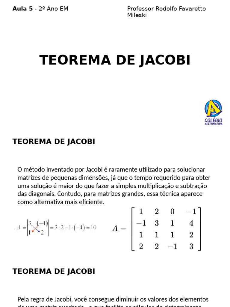 Aula 5 - Teorema de Jacobi | PDF