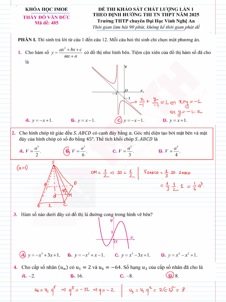 Bản viết tay - OC12 - KSCL lần 1 - THPT Chuyên ĐH Vinh Nghệ An | PDF