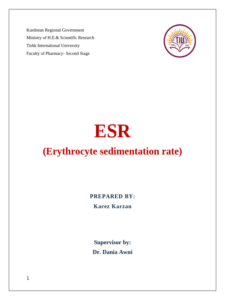 ESR | PDF | Diseases And Disorders | Blood