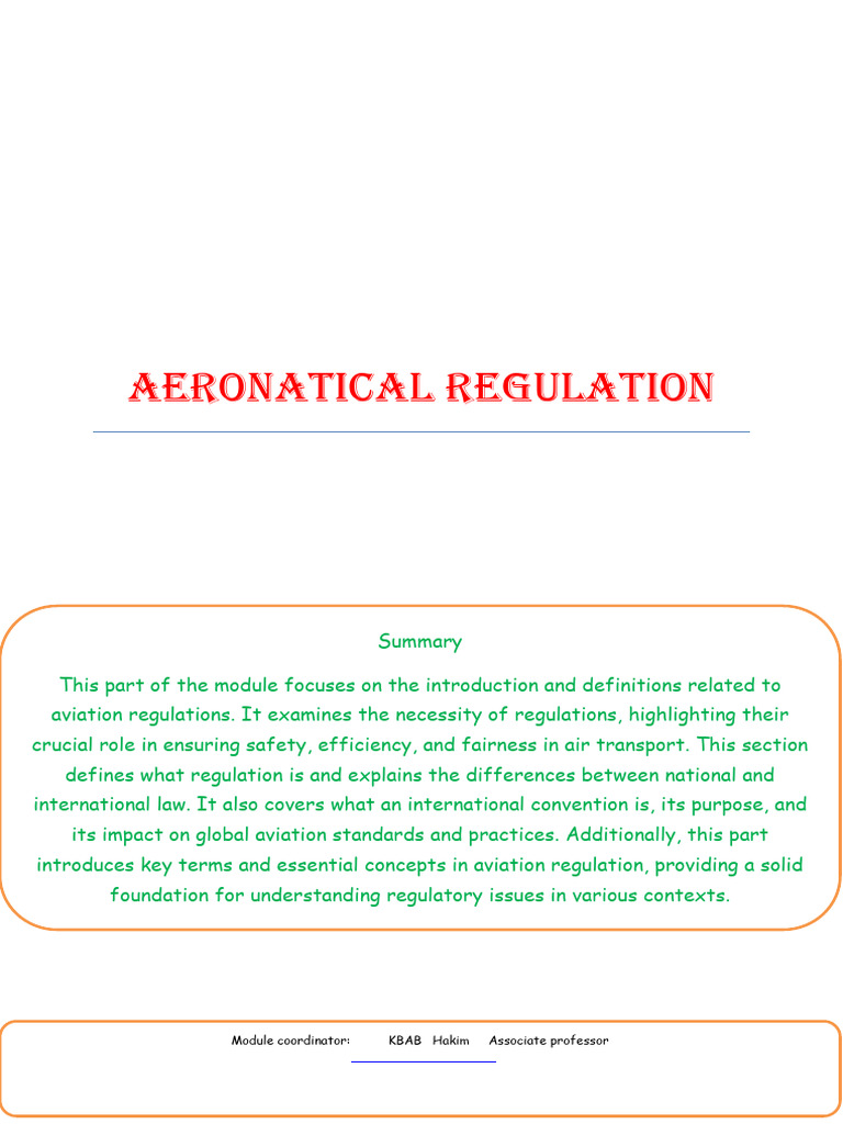 Introduction to Aviation Regulations | PDF | International Law ...