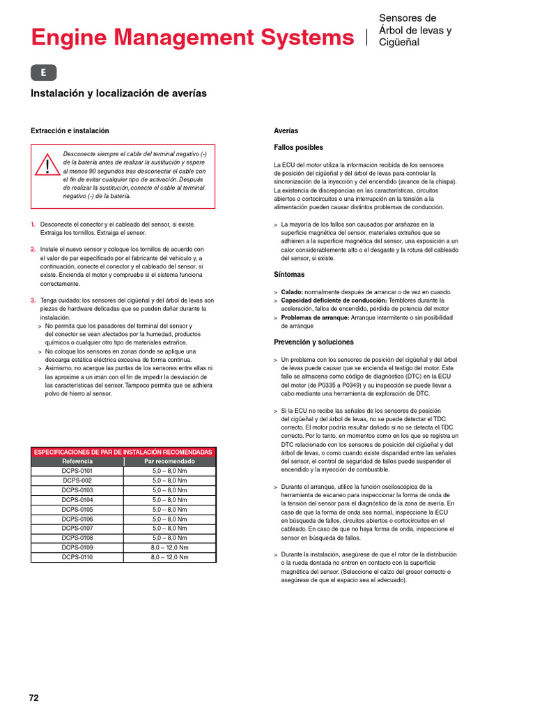 Engine Management Systems Product Information Catalogue | PDF | Motores ...