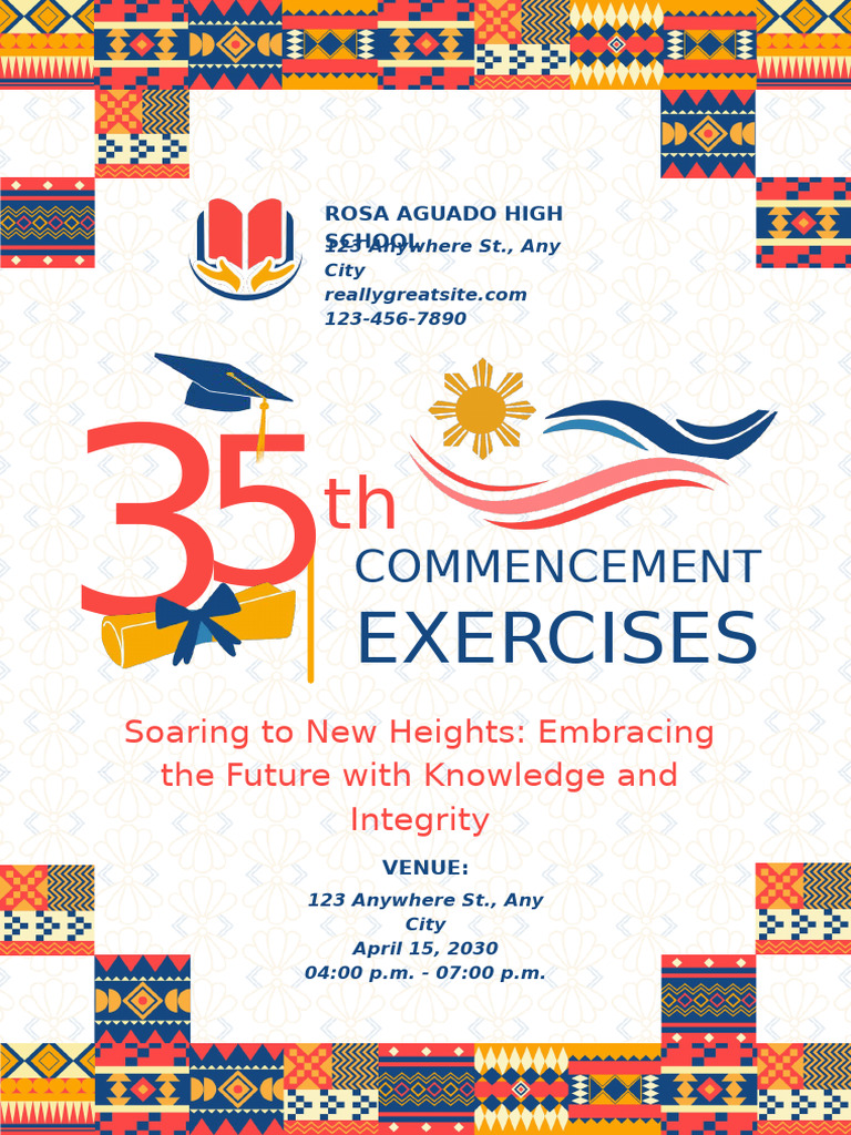 Commencement Exercises Graduation Ceremony Program Document in Blue ...