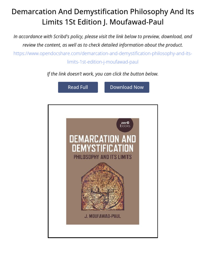 Demarcation and Demystification Philosophy and its Limits 1st Edition J ...