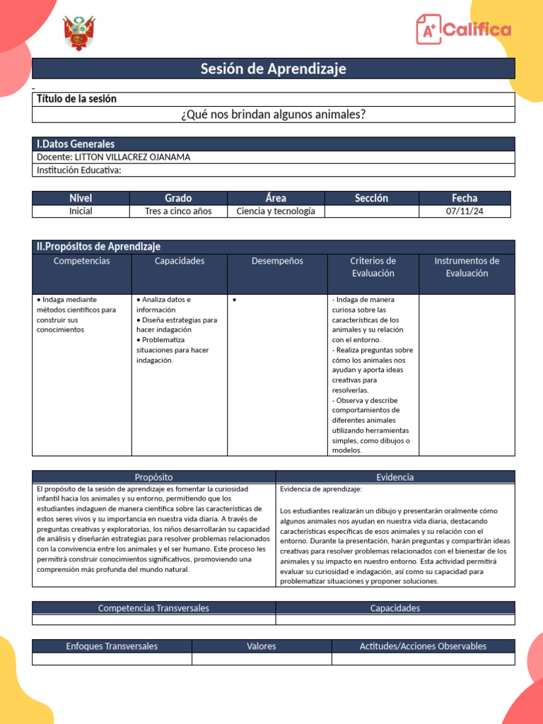 ¿Qué nos brindan algunos animales_ | PDF | Aprendizaje | Hipótesis