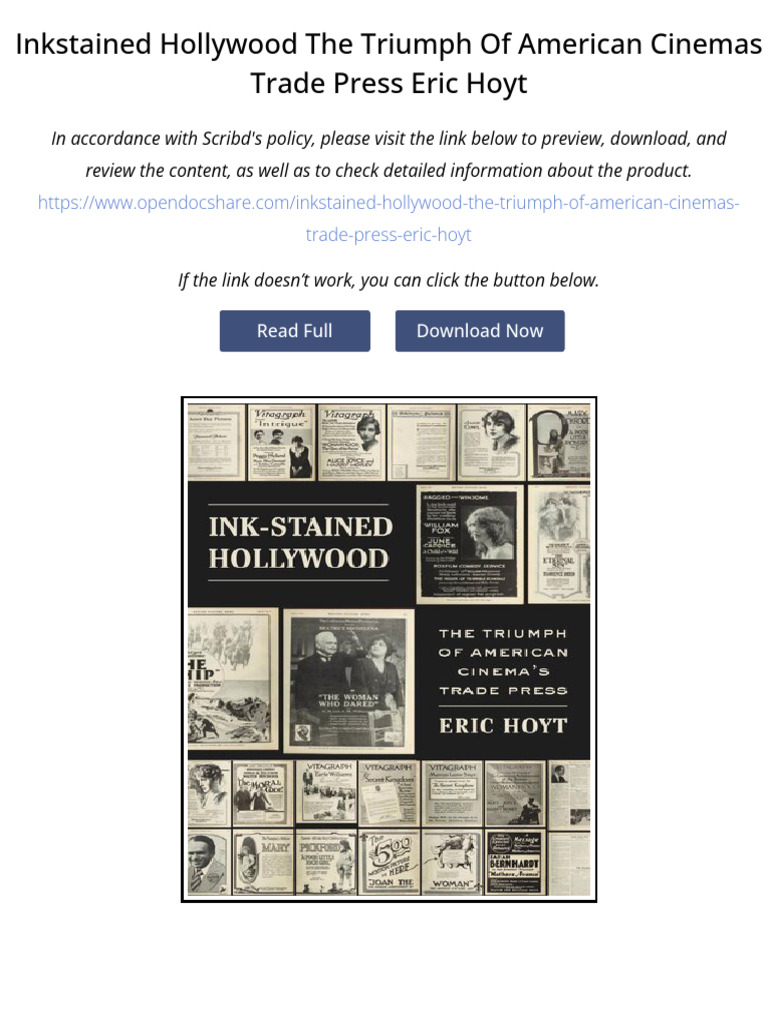 Inkstained Hollywood The Triumph Of American Cinemas Trade Press Eric ...