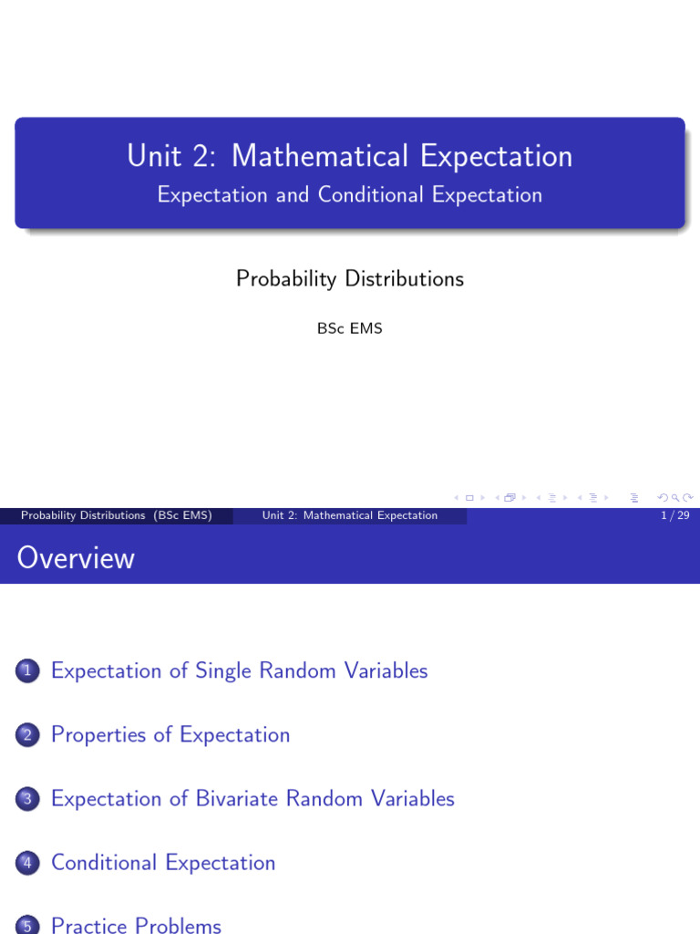 Mathematical Expectetation , Variations | PDF | Probability Theory ...