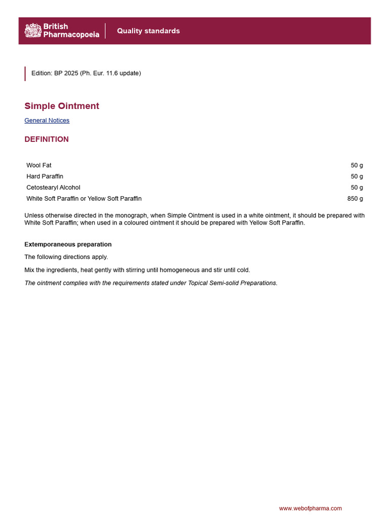 Simple Ointment Preparation Guide | PDF