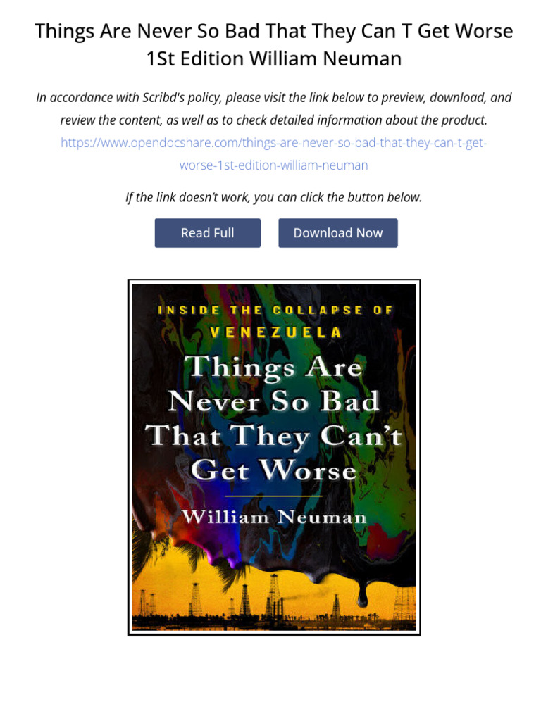 Things Are Never So Bad That They Can t Get Worse 1st Edition William ...
