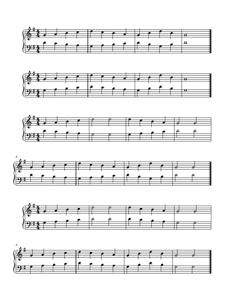 3 - g Major Five Finger Patterns, Quarter Half Whole | PDF