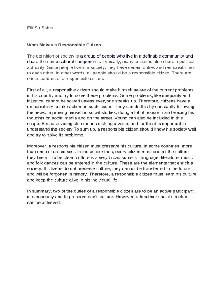 Responsible Citizen | PDF