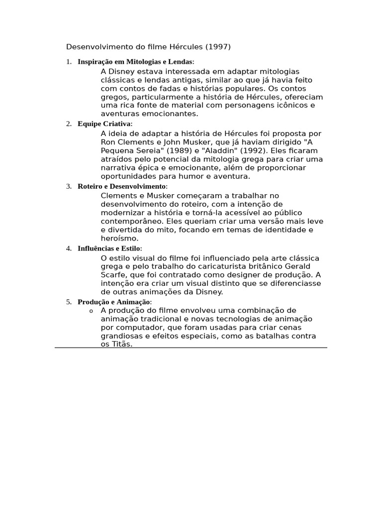 Temas e Mensagens Do Filme Hércules | PDF