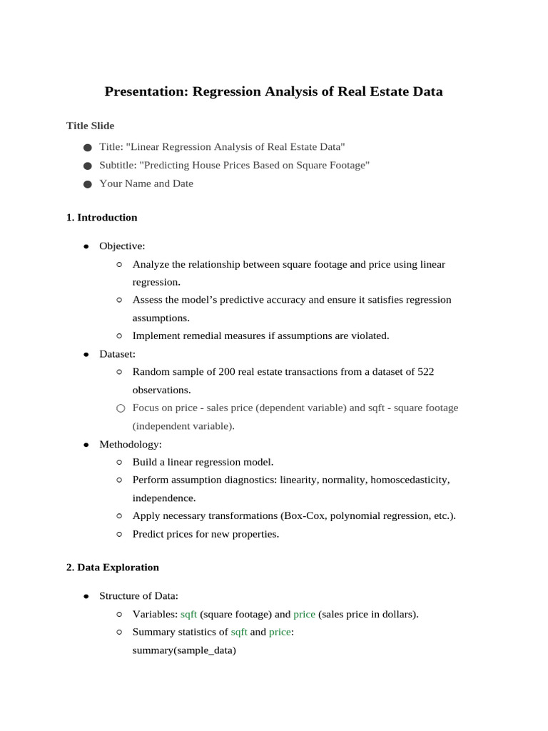 Linear Regression for Real Estate Prices | PDF | Regression Analysis ...